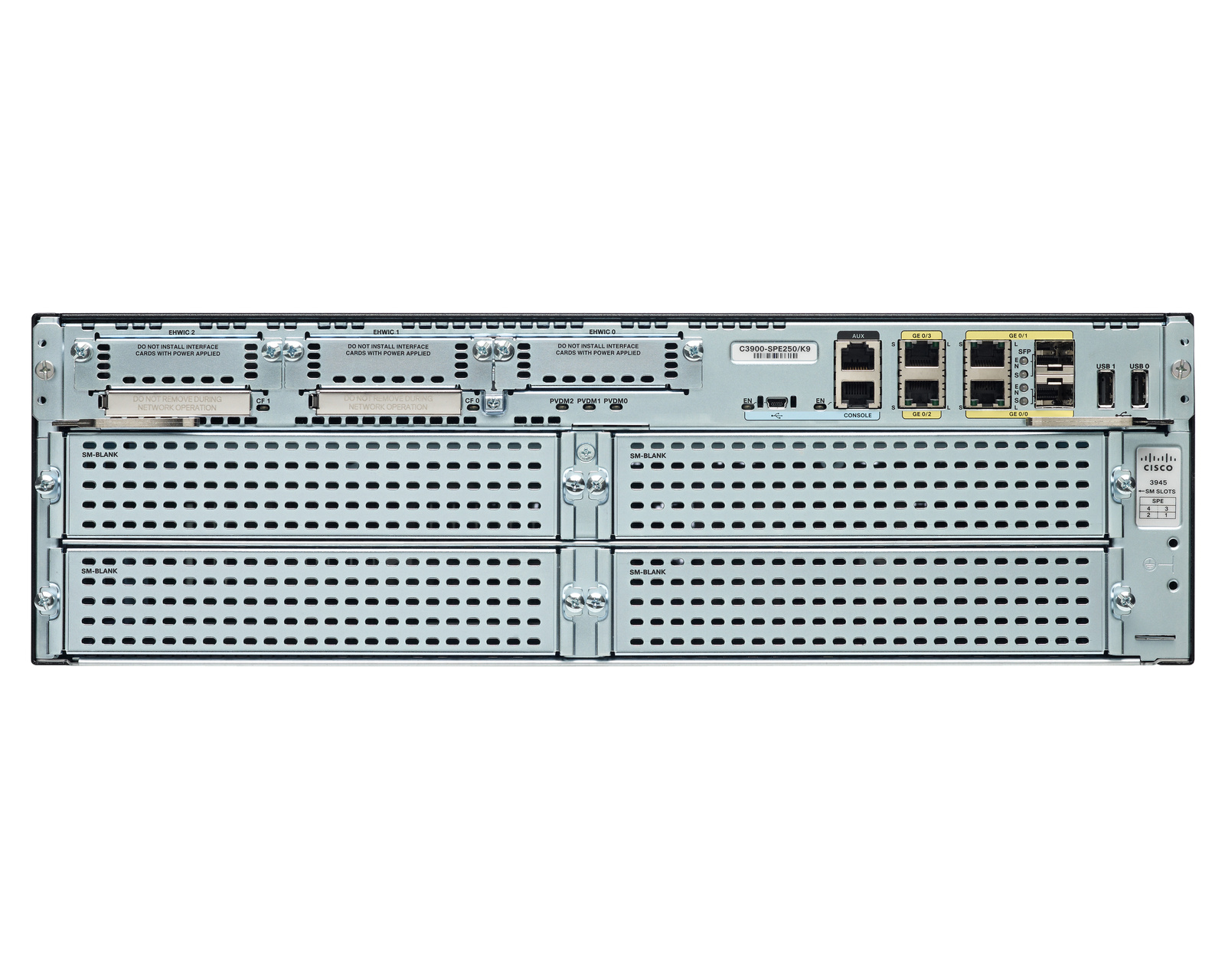 CISCO3945E/K9 - SPE250 4xGE (2x1G RJ45) (2x1G RJ45/SFP combo), 3x EHWIC ...