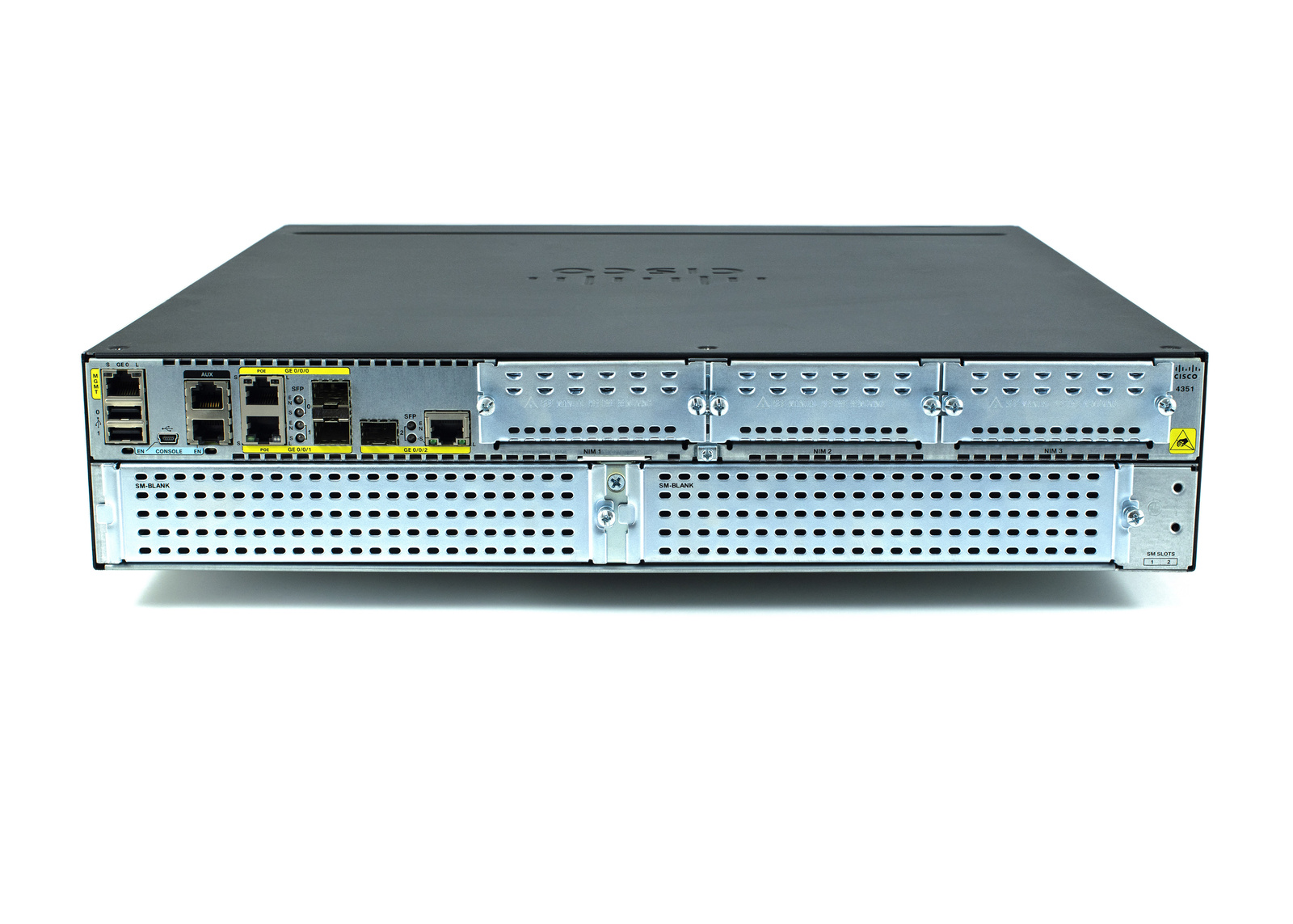 ISR4351/K9 - 3x 1GE RJ45/SFP, 3NIM, 2SM, 4G FLASH, 4GB RAM, 2RU, lic. IP Base, 200Mbps->400Mbps ...